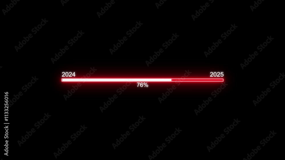Loading bar from 2024 to 2025. new year transfer animation. New year ...