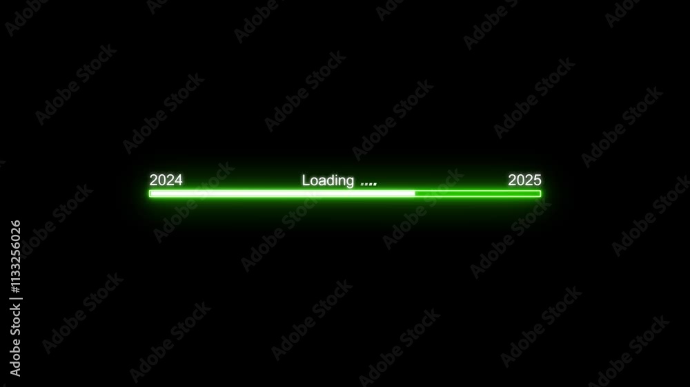 Loading bar from 2024 to 2025. new year transfer animation. New year ...