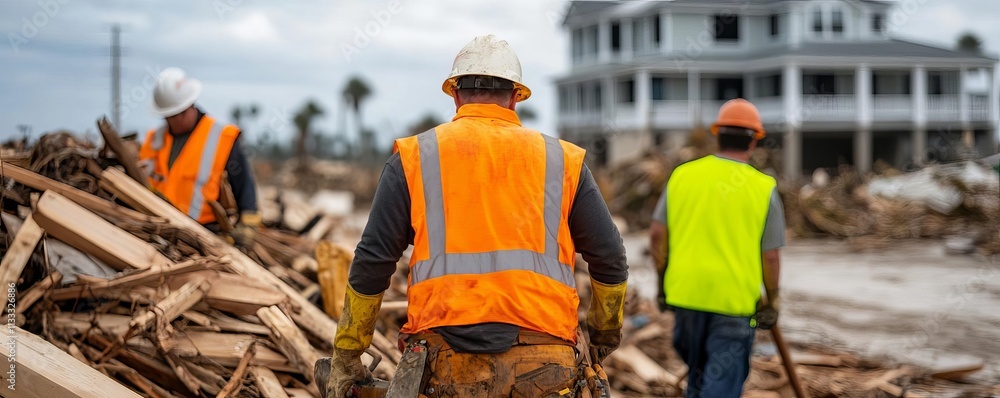 Community members working together to clear debris, hurricane aftermath ...