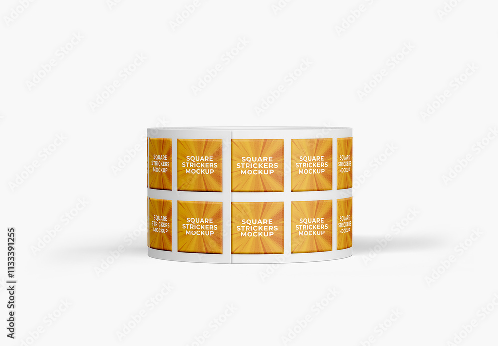 Square Stickers Roll Mockup Stock Template | Adobe Stock