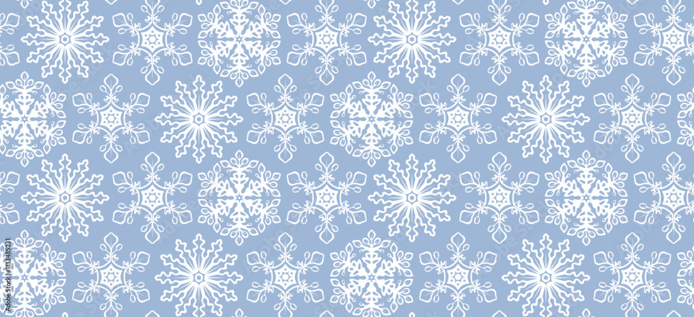 Snowflakes seamless pattern design. Graphic background with snow ...