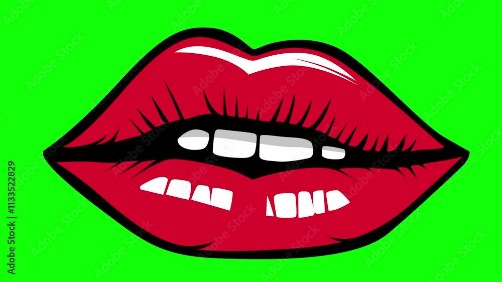 hot lips animation. teasing lips looping motion on green screen ...