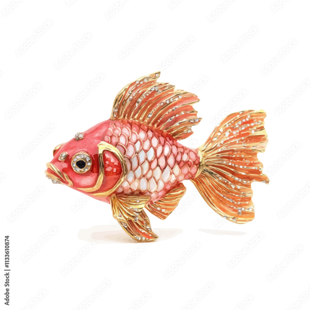 watercolor redfish on tank Front View for haft sin, Golden fish ...
