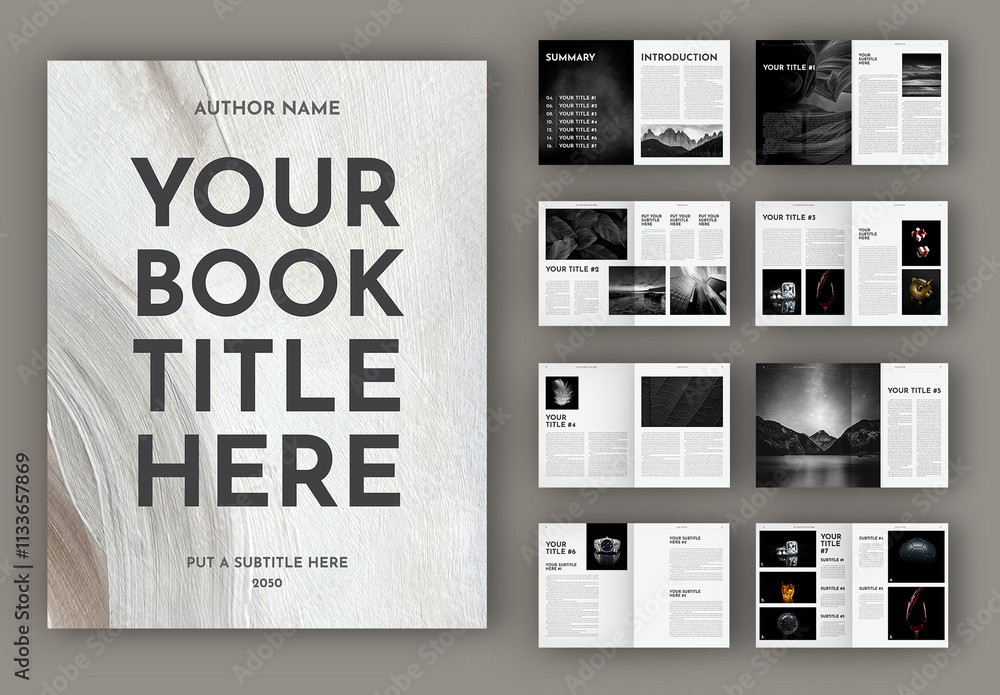 Black and White Book Layout Stock Template | Adobe Stock
