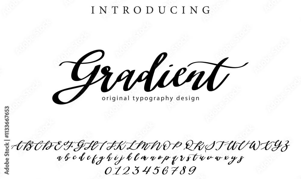 Gradient Font Stylish brush painted an uppercase vector letters ...