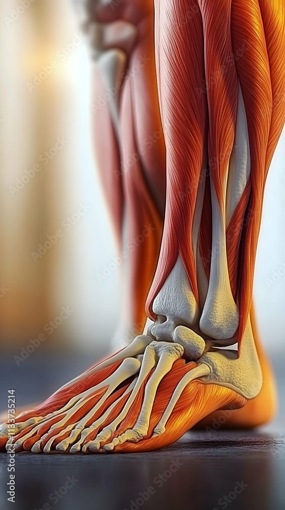 Human Anatomy, Lower Leg Muscles and Foot Structure, Detailed View of ...
