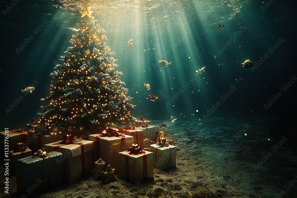 Here's a and keywords for your underwater Christmas stock ...