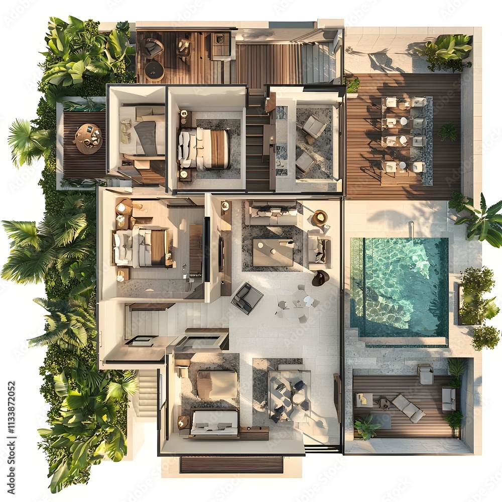 Modern architecture design ideas, Interior and exterior design top view ...