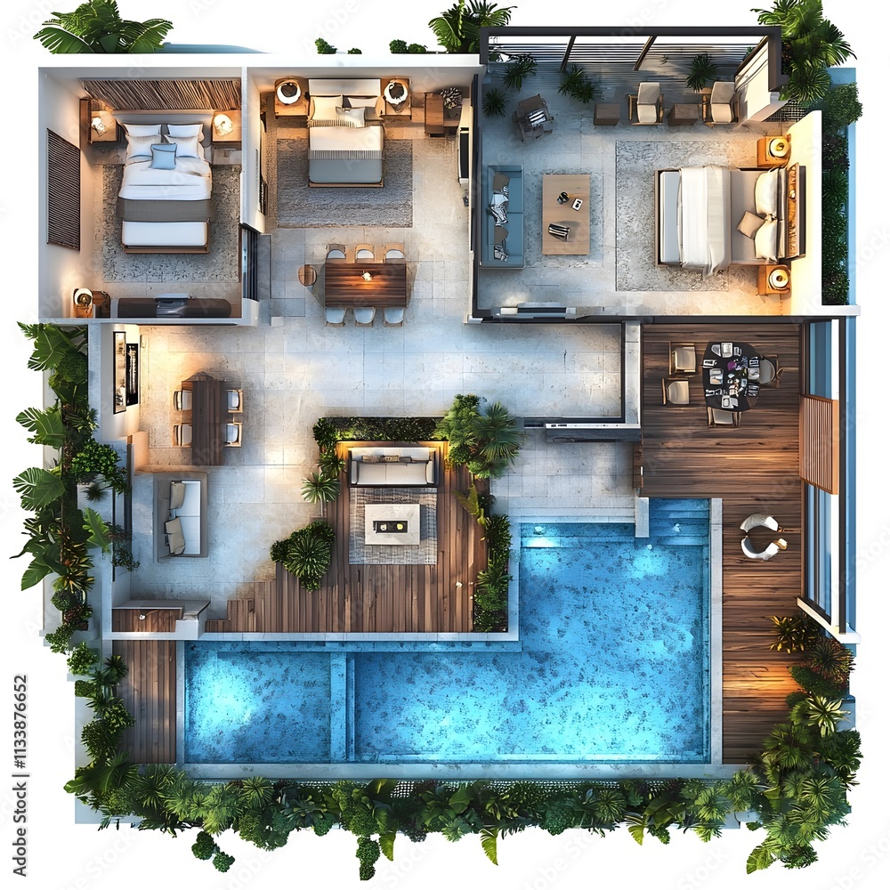 Modern architecture design ideas, Interior and exterior design top view ...