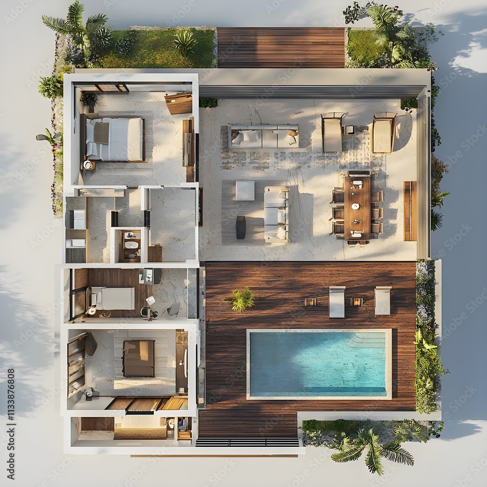 Modern architecture design ideas, Interior and exterior design top view ...