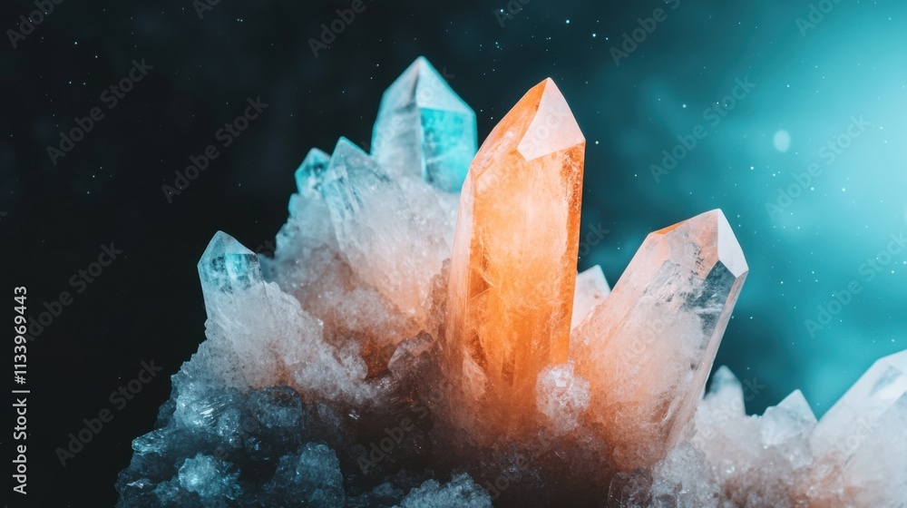 Crystal growth showcase nature digital art mystical environment close ...