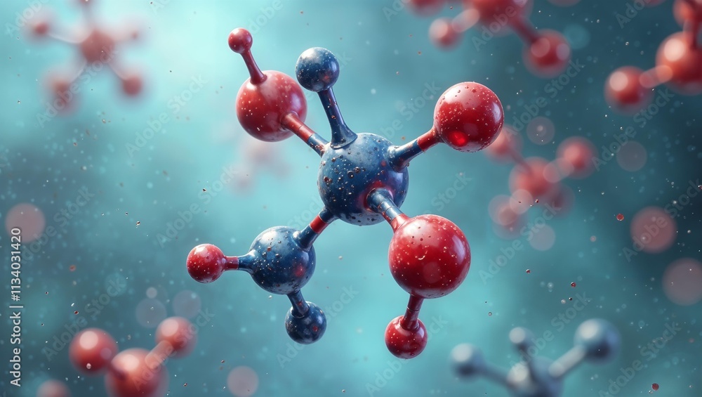 Molecules form chemical structure using bonds. Abstract representation ...