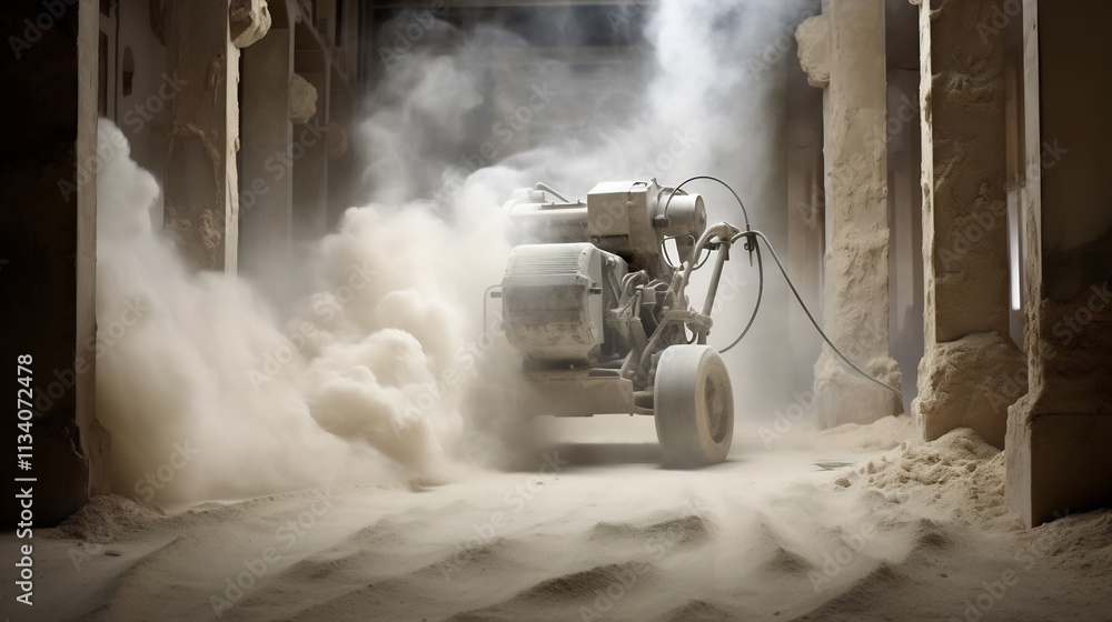 Machinery and equipment operating efficiently in a dust filled ...