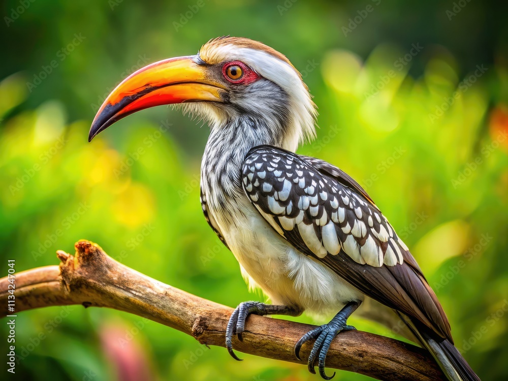 High-resolution image of a sharp-focused Black-billed Hornbill ...