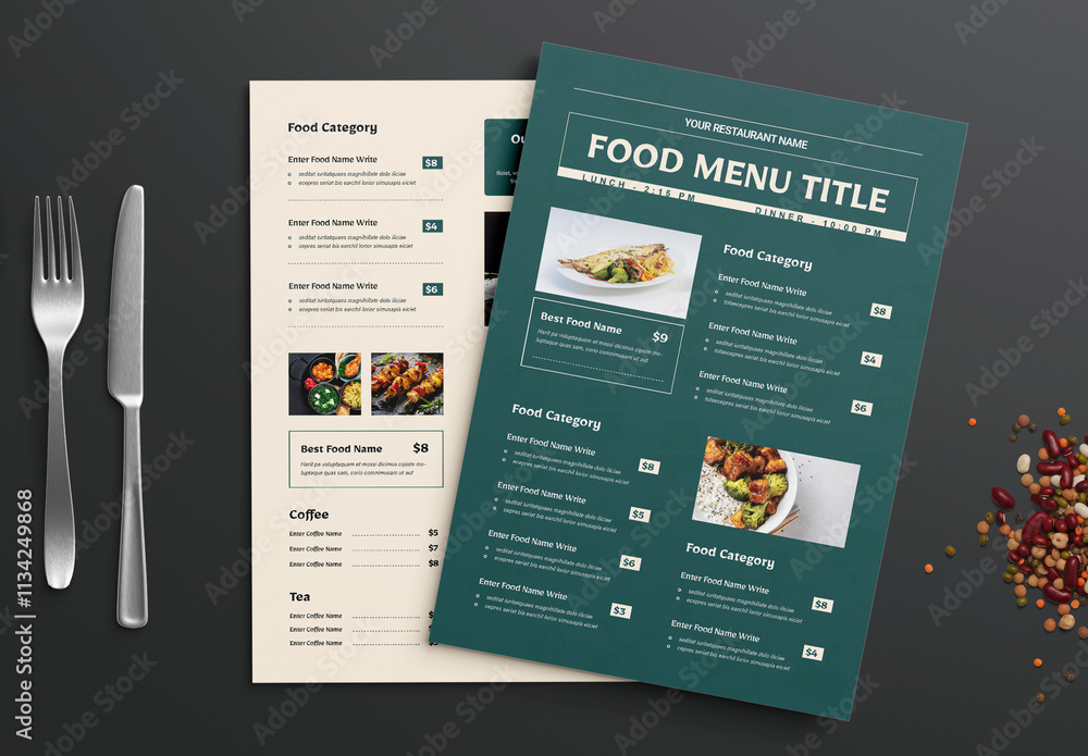 Modern Restaurant Menu Design for Stylish Dining Stock Template | Adobe ...