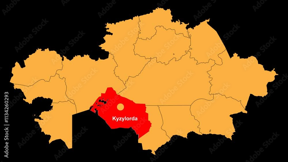 Kyzylorda map animated video. The location is highlighted on the ...