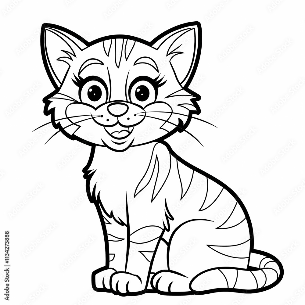 Big cat coloring page for kids Stock Illustration | Adobe Stock