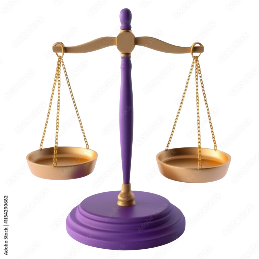purple and gold balance scale symbolizing justice and fairness ...
