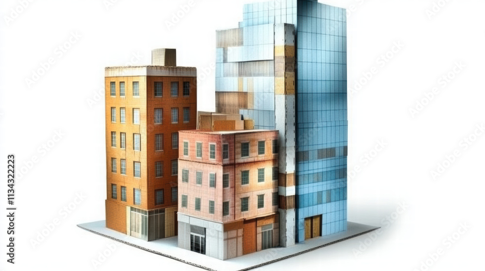 Modern architectural clipart featuring collection of buildings ...