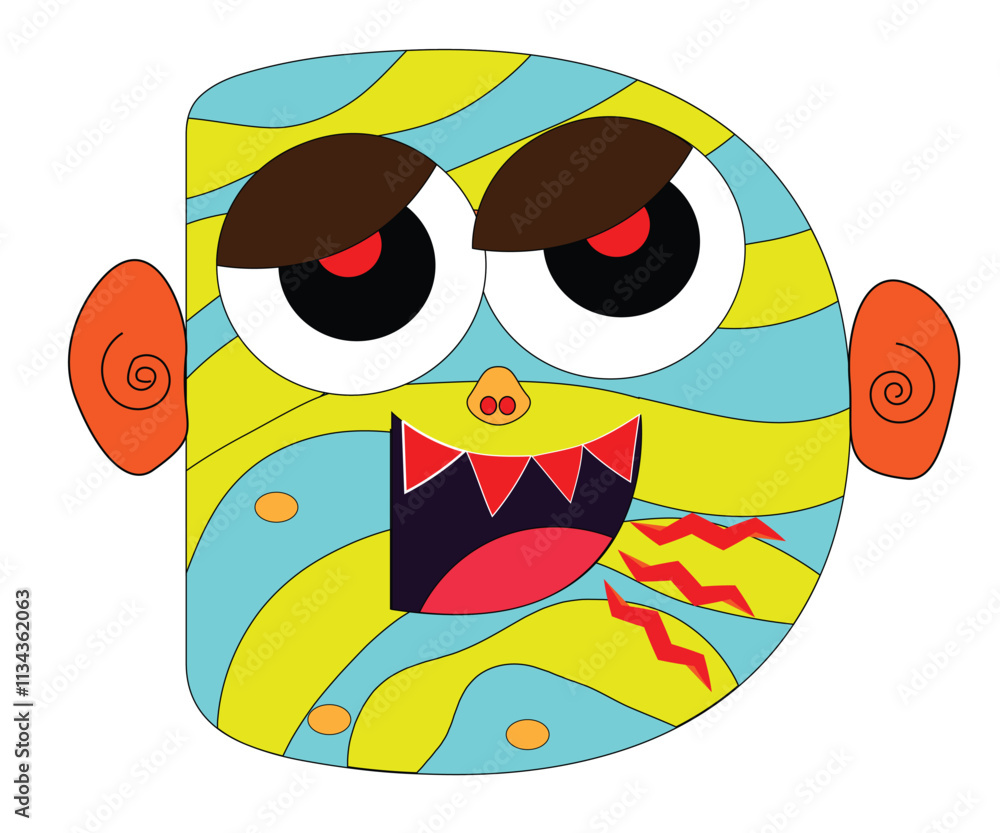 Photo & Art Print The letter D monster has bloodshot eyes., MinimalistMugss