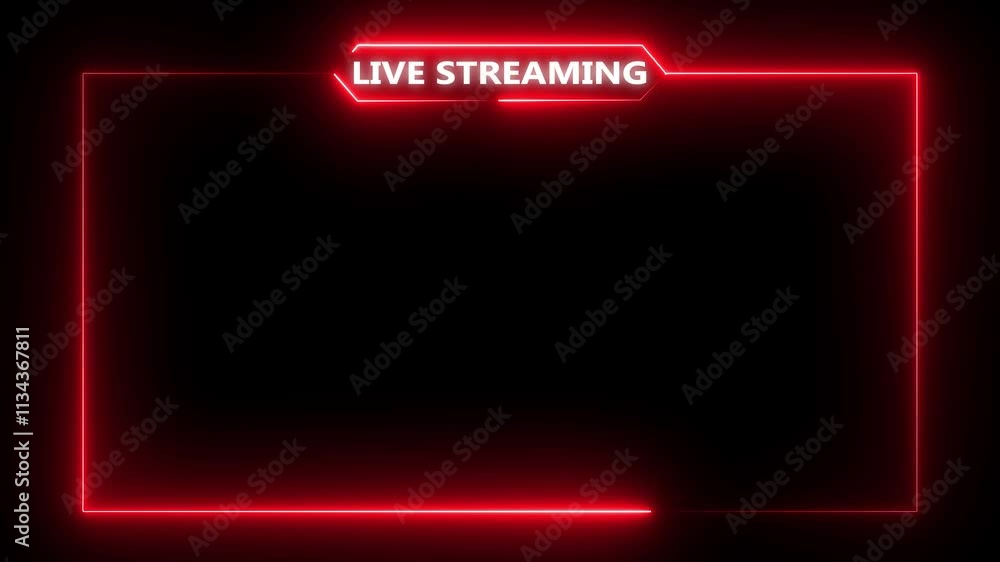 live streaming neon text frame animation box frame neon frame live ...