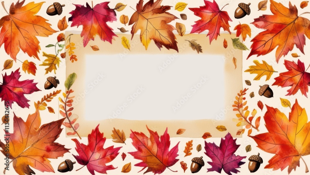 autumn leaves frame on white, maple leaf frame border, autumn fall ...