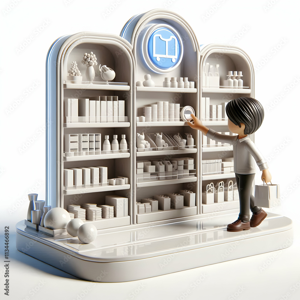 3D perfect store and planogram and shelf spacing concept as ...