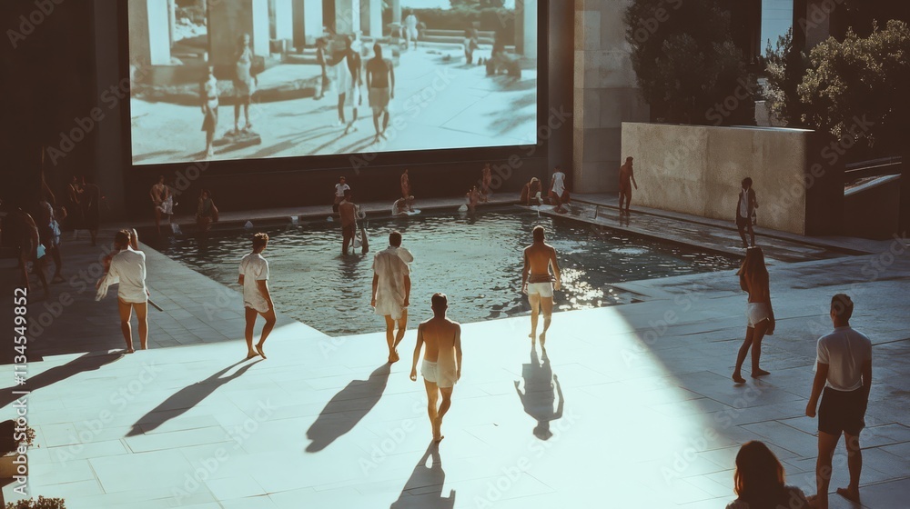Open-Air Cinema: A mesmerizing outdoor movie screening unfolds, with a ...