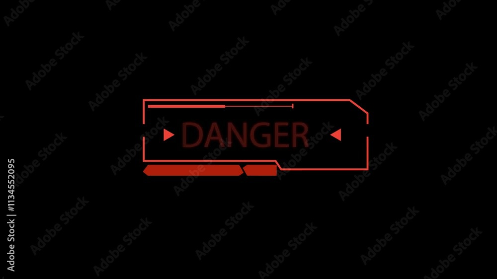 Danger Warning symbol loop animation footage on a black solid ...
