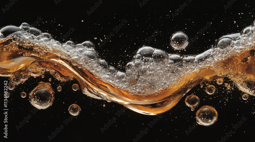 Soda water bubble drop isolated vector background. Black underwater ...