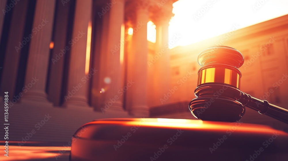 Symbolic gavel with the iconic United States Supreme Court building ...