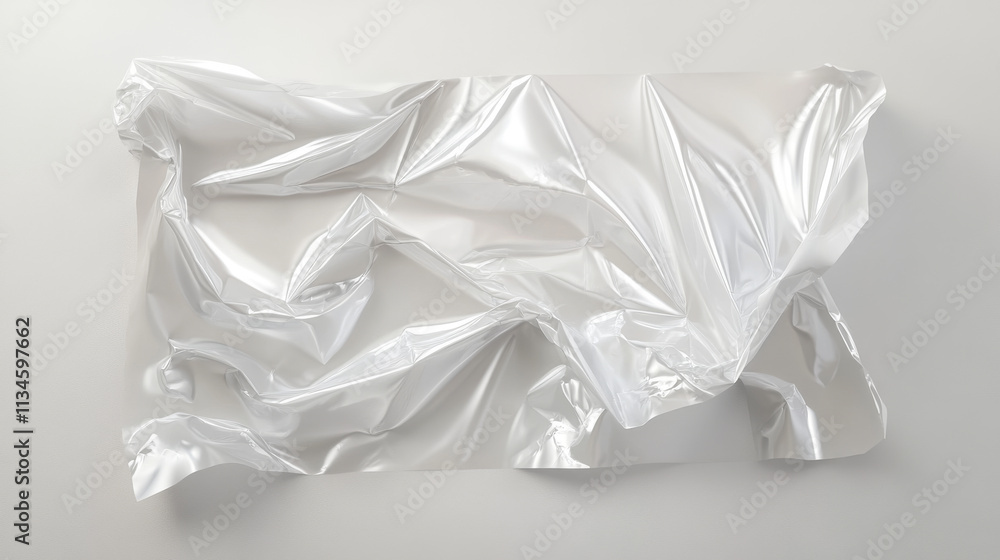 Plastic paper wrap cover with shrink overlay frame. Broken retro rough ...