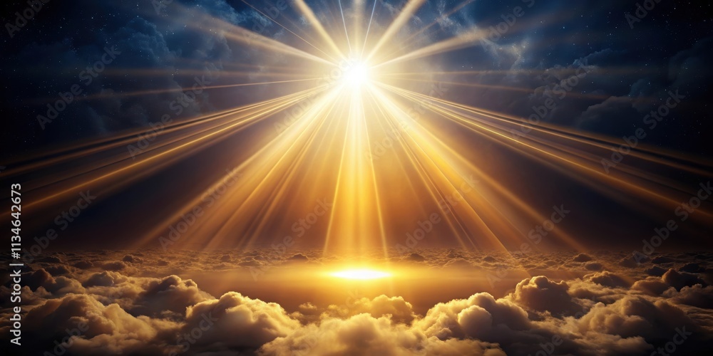 Strong light shining from above, creating a dramatic lighting effect ...