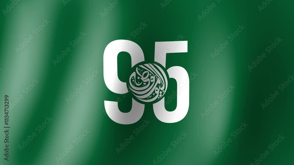 Saudi Arabia 95th National Day 2025 Design with Arabic Calligraphy. Saudi National Day Arabic ...