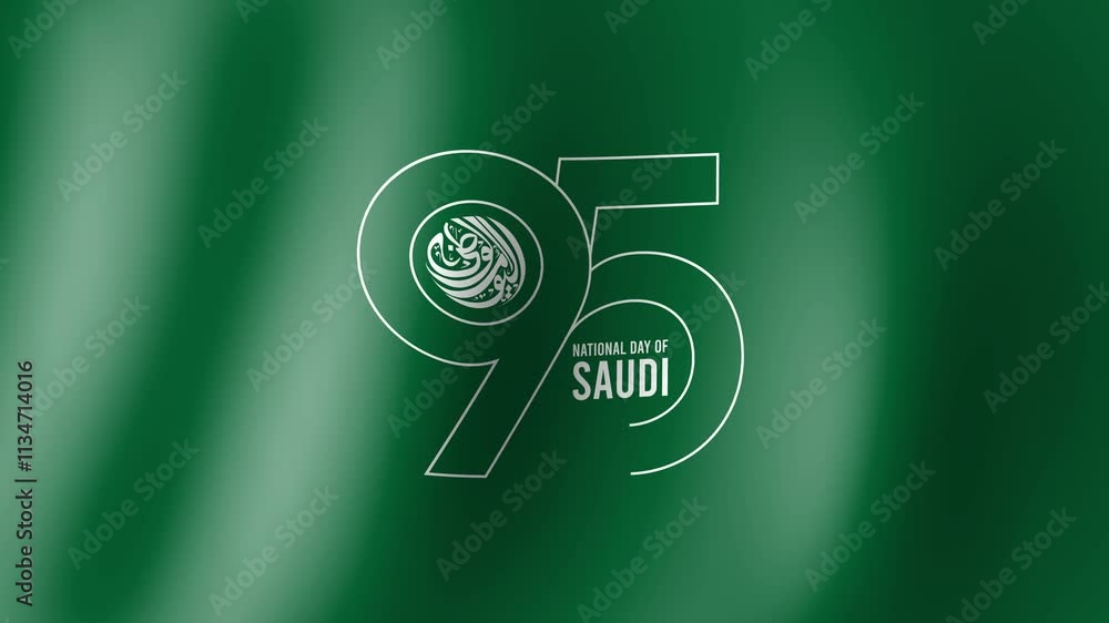Saudi Arabia 95th National Day 2025 Design with Arabic Calligraphy. Saudi National Day Arabic ...