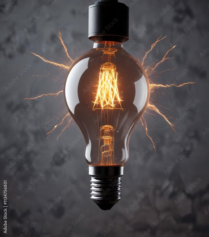 An electrified light bulb propelling itself upward with sparks and ...