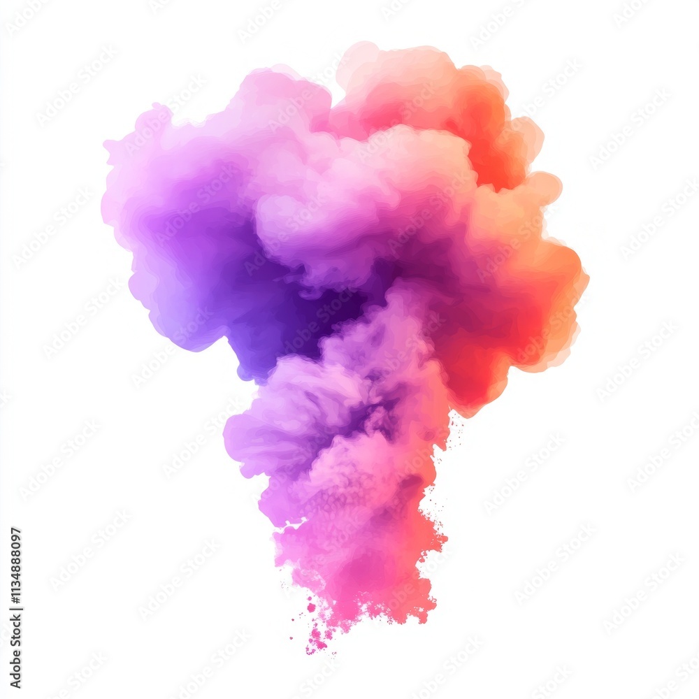 Vector illustration of pink and purple smoke bomb icon on white ...