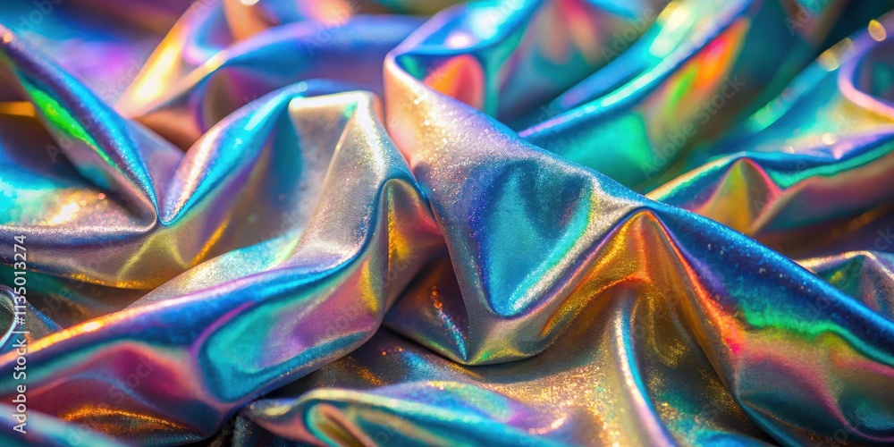 Shimmering iridescent fabric with a subtle texture and soft folds that ...