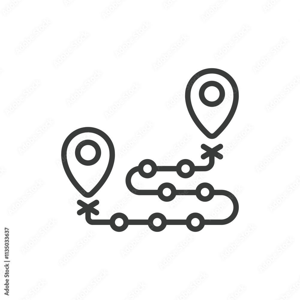 Waypoints, icon in line design. Waypoints, navigation, map, travel ...