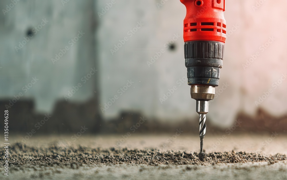 mechanics repair concept. A pneumatic drill in action, demonstrating ...