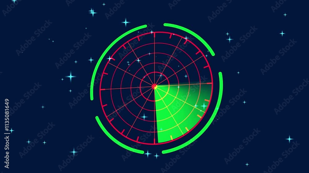 Glow green background with navigation radar. Animation on the moving ...
