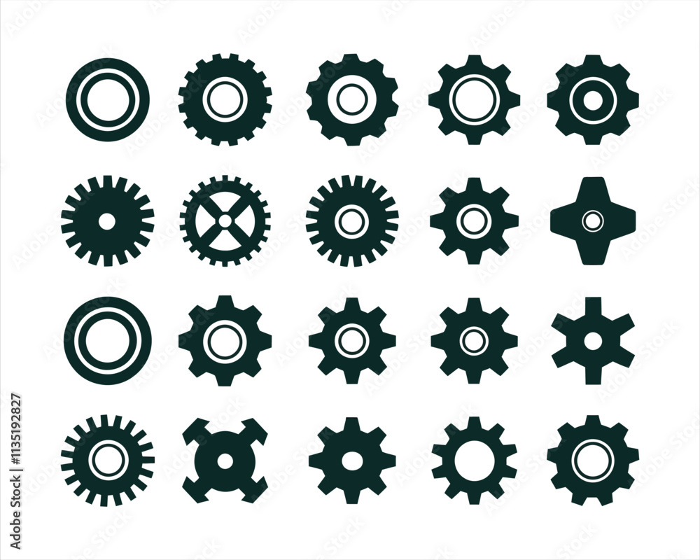 Gear setting icon set. Cog wheel icon. Gear wheel icons. Gear setting ...