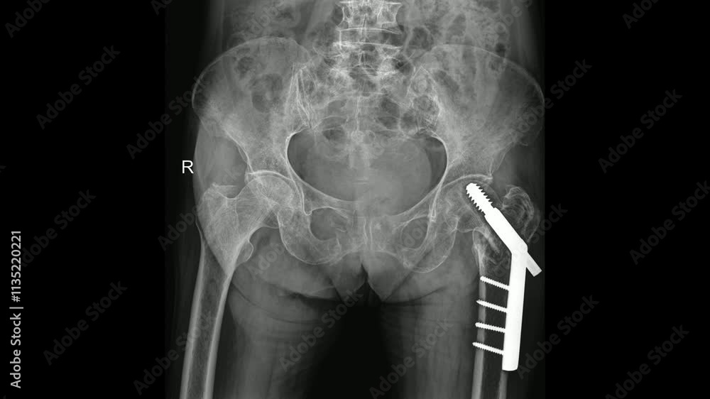 Pelvis X-Ray Showing Hip Fracture Fixation with Plate - Orthopedic ...