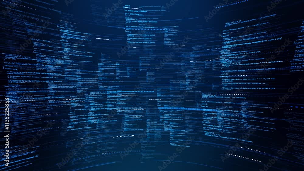 Program Code Scrolling Code Hacker Animation Programming Typing Text For Technology Ai