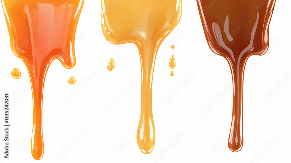 Four different types of caramel drizzles, each with a unique texture ...