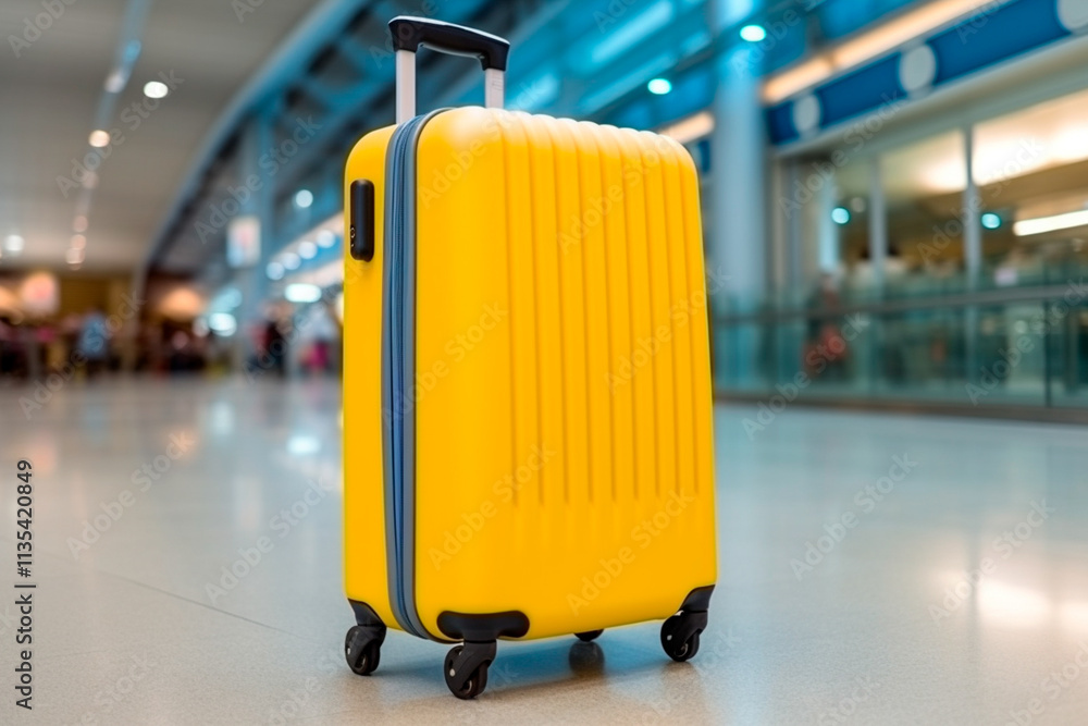Luggage in an airport terminal reflects vacation plans and airline ...