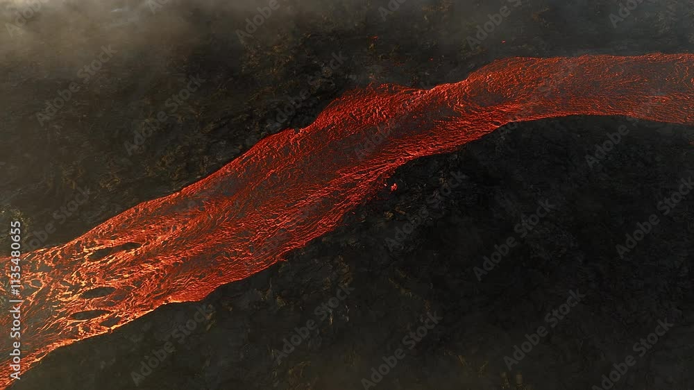 Volcano Eruption in Iceland, Flowing Red Hot Lava River, Incredible ...