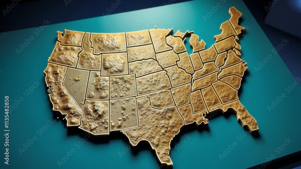 USA Maps - Educational Elements on Presidents Day. Detailed relief map ...