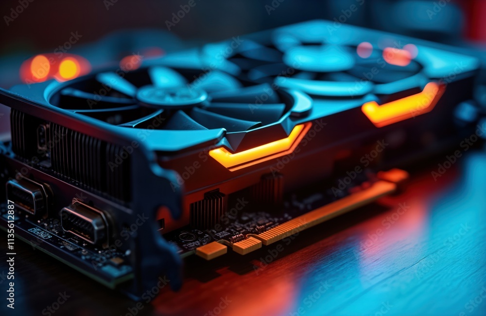 High-tech graphics card for gaming, crypto mining. Modern device with ...