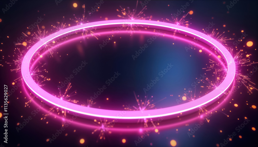 Abstract futuristic neon purple light ring. Dynamic energy effects ...